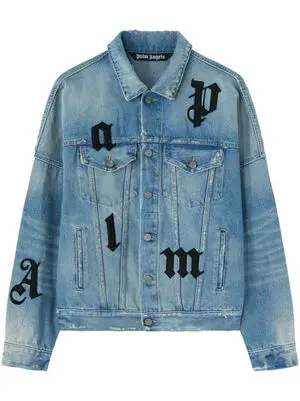 Palm Angels Logo-patches Denim Jacket - Blue