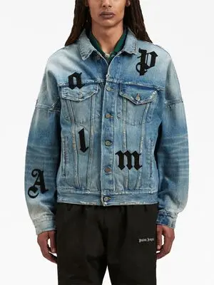 Palm Angels Logo-patches Denim Jacket - Blue