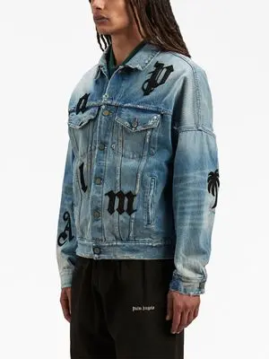 Palm Angels Logo-patches Denim Jacket - Blue