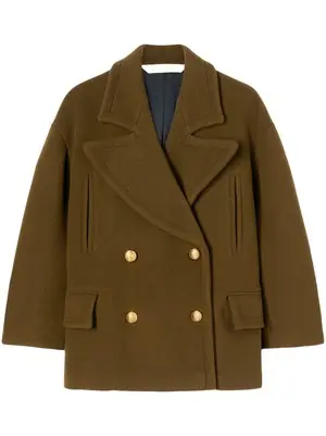 Palm Angels Palm-embroidery Double-breasted Coat