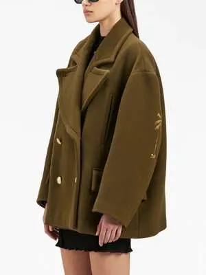 Palm Angels Palm-embroidery Double-breasted Coat