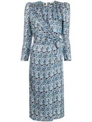 Sandro Floral-print Silk Midi Wrap Dress