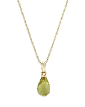 Bloomingdale'S 14k Yellow Gold Peridot Pendant Necklace - Green/gold