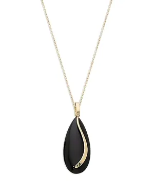 Bloomingdale'S 14k Yellow Gold And Onyx Pendant Necklace - Black/gold