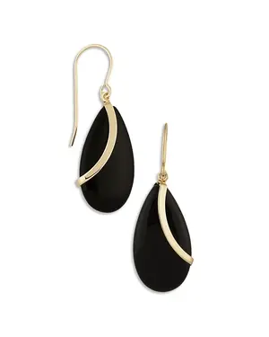 Bloomingdale'S 14k Yellow Gold Onyx Drop Earrings - Black/gold