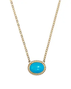 Bloomingdale'S 14k Yellow Gold Turquoise Pendant Necklace - Blue/gold
