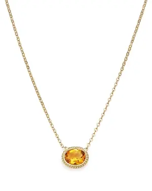 Bloomingdale'S 14k Yellow Gold Bezel Pendant Necklace - Citrine