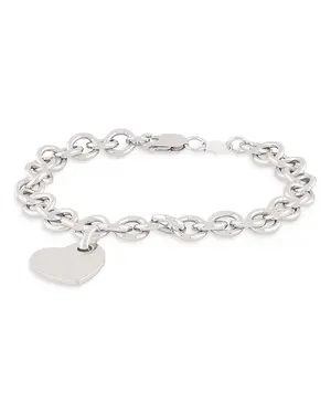 AQUA Sterling Silver Heart Tag Bracelet