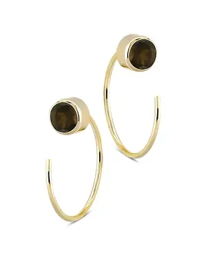 Bloomingdale'S 14k Yellow Smoky Quartz Hoop Earrings - Gold