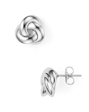 Aqua Knot Stud Earrings - Silver
