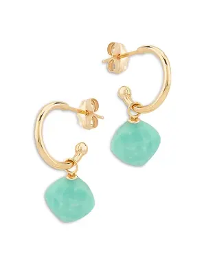 Bloomingdale'S 14k Yellow Gold Turquoise Dangle Hoop Earrings - Turquoise/yellow Gold