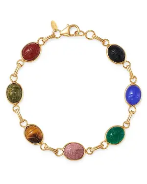 Bloomingdale'S 14k Yellow Gold Multi-stone Scarab Link Bracelet - Multi/gold