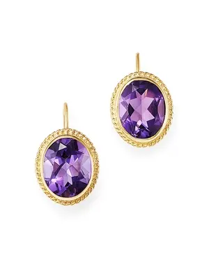 Bloomingdale'S Amethyst And 14k Yellow Gold Earrings - Purple/gold