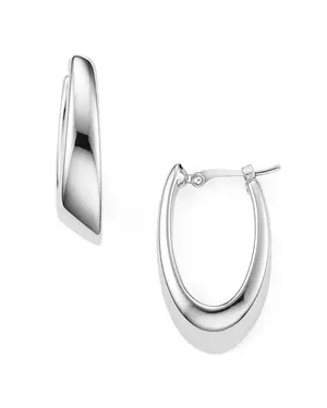 Aqua Sterling Oval Hoop Earrings - Silver