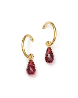 Bloomingdale'S Garnet Briolette Hoop Drop Earrings - Maroon/gold