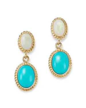 Bloomingdale'S Opal And Turquoise Earrings - Blue/white