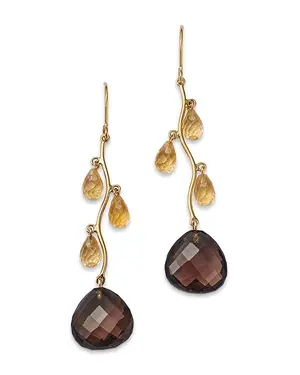 BLOOMINGDALE'S Bloomingdale's Fine Collection Citrine And Smokey Quartz Drop Earrings