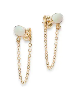 Bloomingdale'S Opal Chain Drop Earrings In 14k Yellow Gold - White/gold