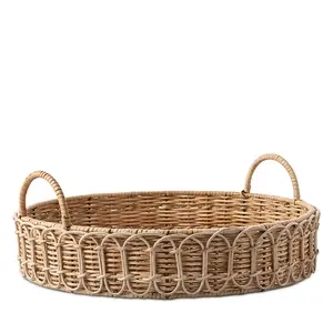 JULISKA Provence Rattan Circle Tray - Rattan/whitewash Trim