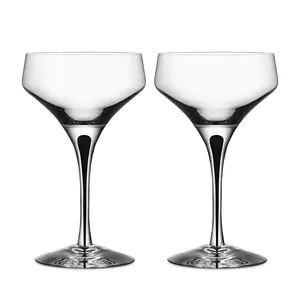ORREFORS Metropol Coupe Glass, Set Of 2 - Clear/black
