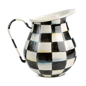 MACKENZIE-CHILDS Courtly Check Enamel Pitcher - Black/white