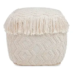 TOV FURNITURE Inca Pouf - Cream