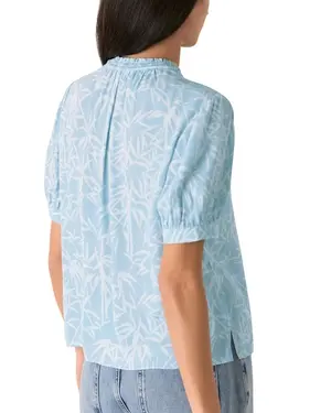 Whistles Leaves Tie Neck Blouse - Blue Multi