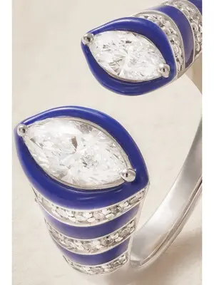 KAMYEN 18-karat White Enamel And Diamond Ring