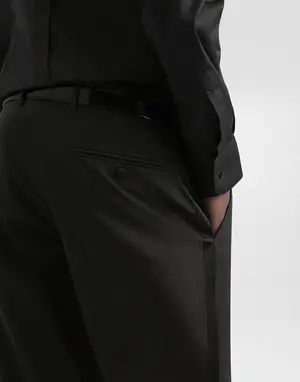 Dolce & Gabbana Stretch Wool Tuxedo Pants - Black