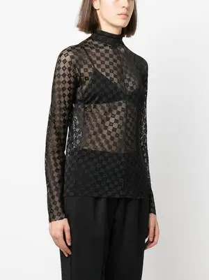 FORTE_FORTE Lace Long-sleeved Top - Black