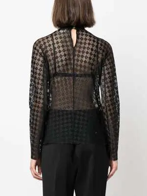 FORTE_FORTE Lace Long-sleeved Top - Black