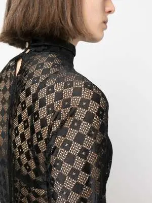 FORTE_FORTE Lace Long-sleeved Top - Black