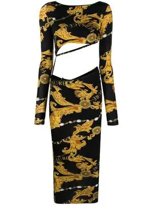 Versace Chain Couture-print Cut-out Dress