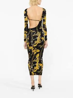 Versace Chain Couture-print Cut-out Dress