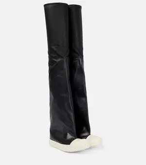 Rick Owens Oblique Over-the-knee Leather Boots - Black