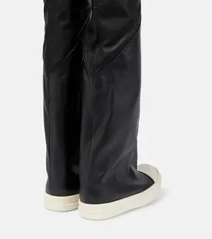 Rick Owens Oblique Over-the-knee Leather Boots - Black