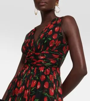 Dolce & Gabbana Cherry Printed Silk Gown