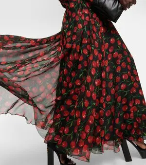 Dolce & Gabbana Cherry Printed Silk Gown