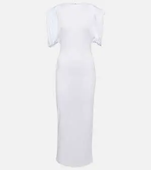 Wardrobe.NYC Ruched Jersey Midi Dress - White
