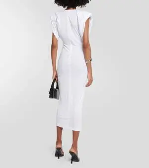 Wardrobe.NYC Ruched Jersey Midi Dress - White