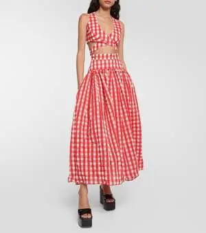 Alaïa Vichy Gingham Cutout Crop Top