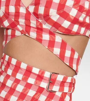 Alaïa Vichy Gingham Cutout Crop Top