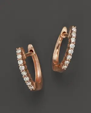 Bloomingdale'S Diamond Huggie Hoop Earrings - Rose Gold/white Diamonds