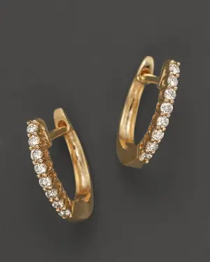 Bloomingdale'S Diamond Huggie Hoop Earrings In 14k Yellow Gold - Yellow Gold/white Diamonds