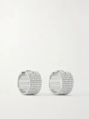 Amina Muaddi Rih Small Crystal Hoop Earrings - Silver