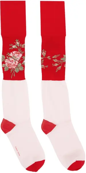 Simone Rocha Simone Rocha Red Floral Socks - Red/pink