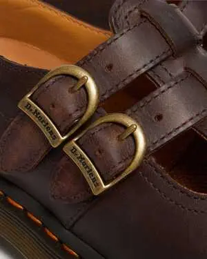 Dr. Martens 8065 Crazy Horse Leather Mary Jane Shoes - Brown