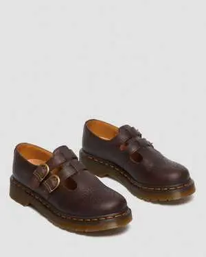 Dr. Martens 8065 Crazy Horse Leather Mary Jane Shoes - Brown