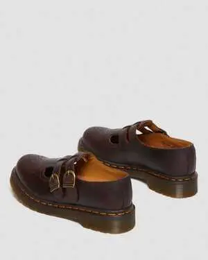 Dr. Martens 8065 Crazy Horse Leather Mary Jane Shoes - Brown