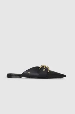 ANINE BING Zoe Flats With Gold Tone Buckle Detail
